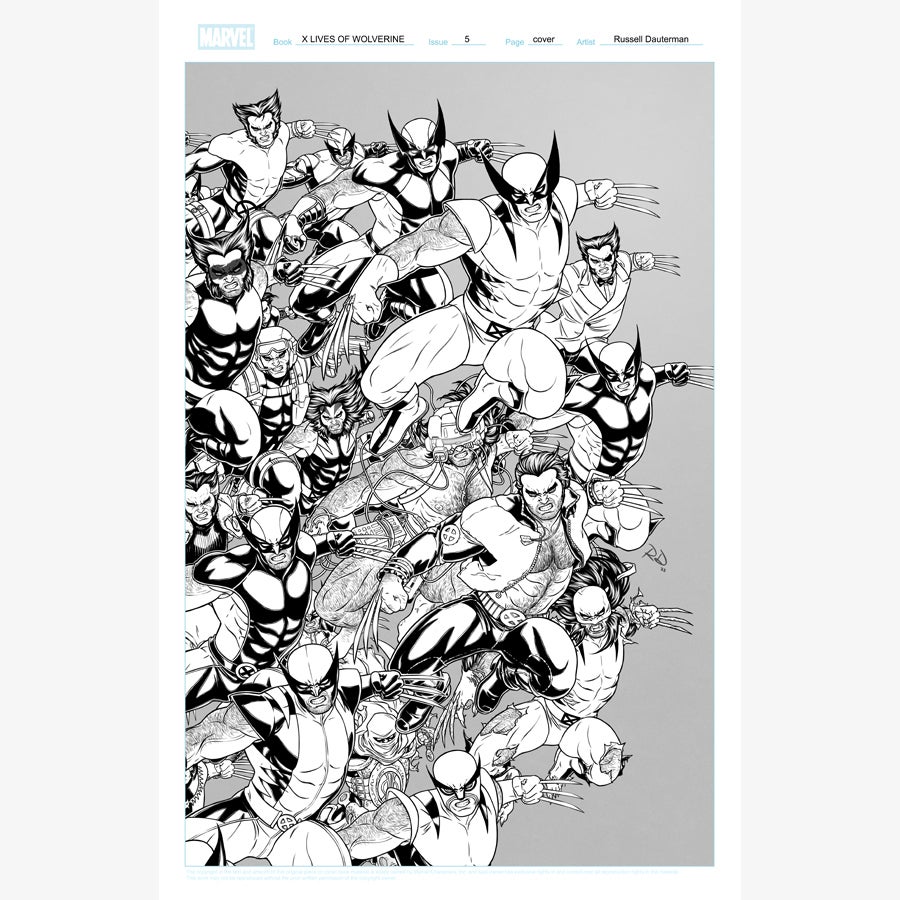 X LIVES OF WOLVERINE #05 cover (Wolverine costumes variant) artist's ...